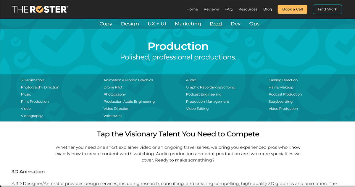 Production Specialists | Skillsets - The Roster | Find and Place ...